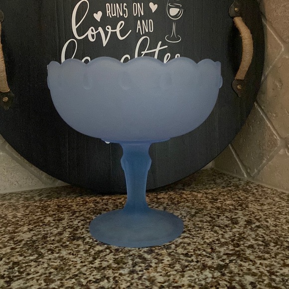 Indiana Glass | Accents | Vintage Indiana Glass Frosted Blue Satin ...